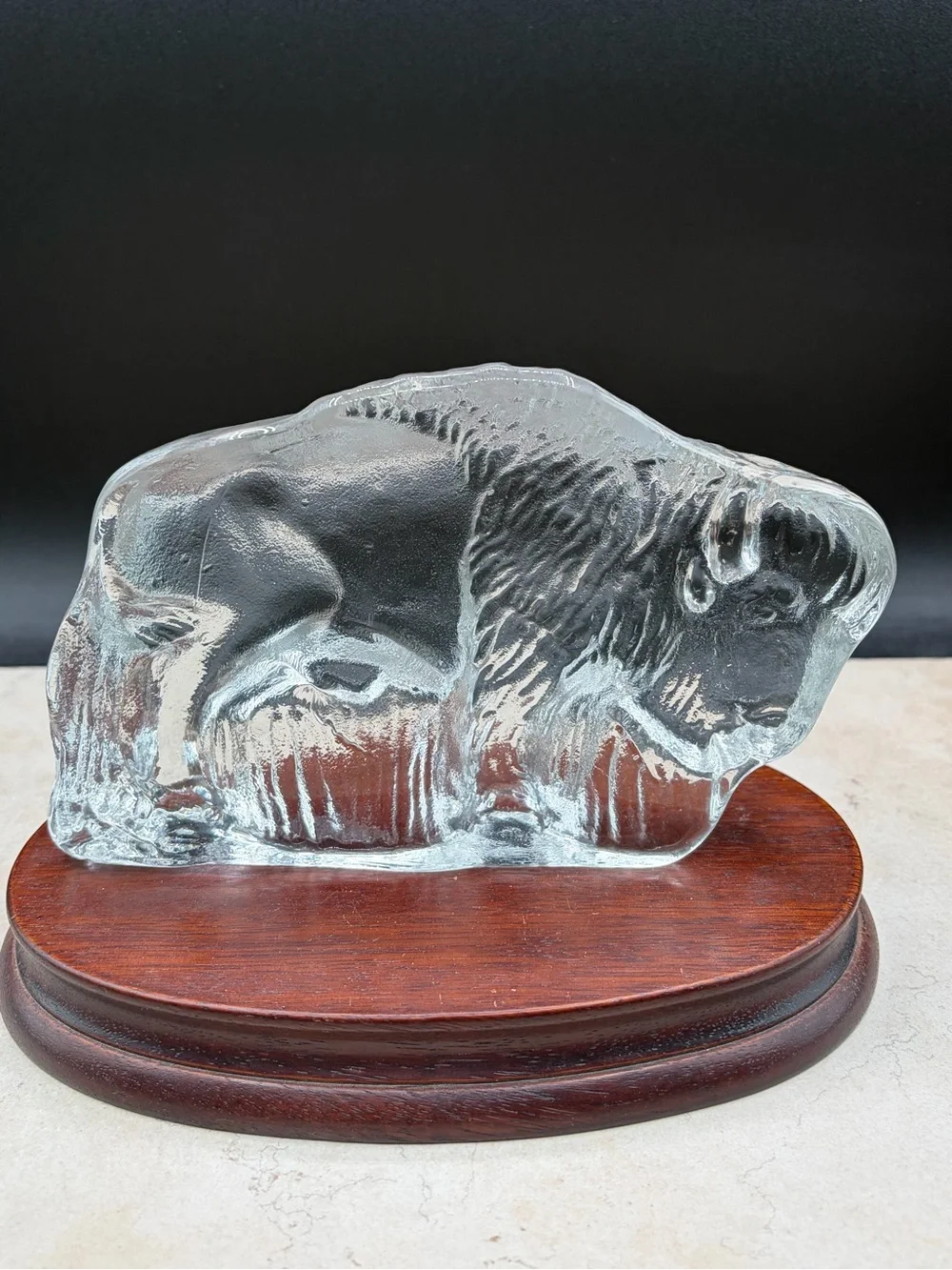 Viking | Accents | Vintage 97s Viking Block Clear Ice Glass Bison ...